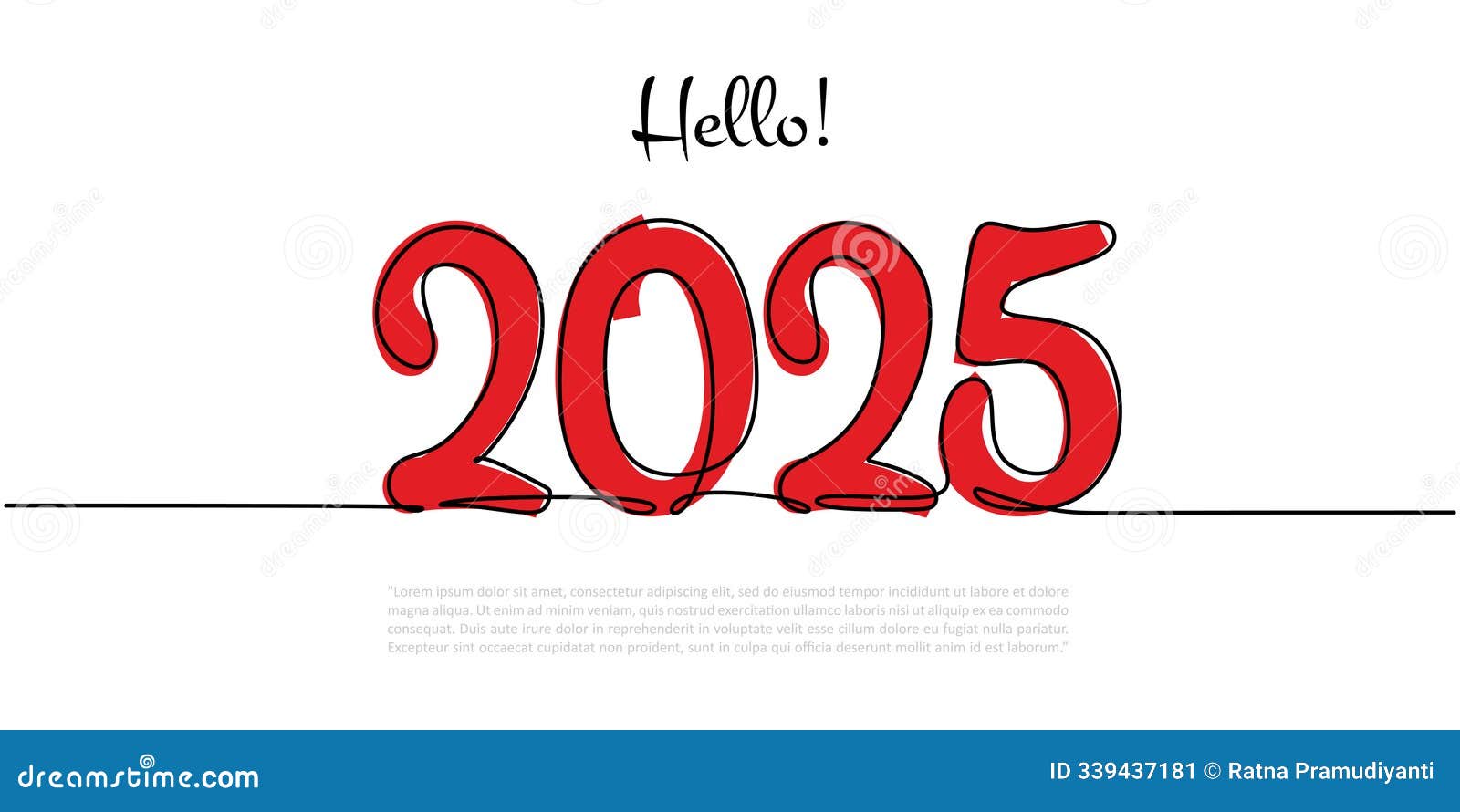 One Line Drawing Showcasing Hello 2025. Representing a Fresh Start for ...