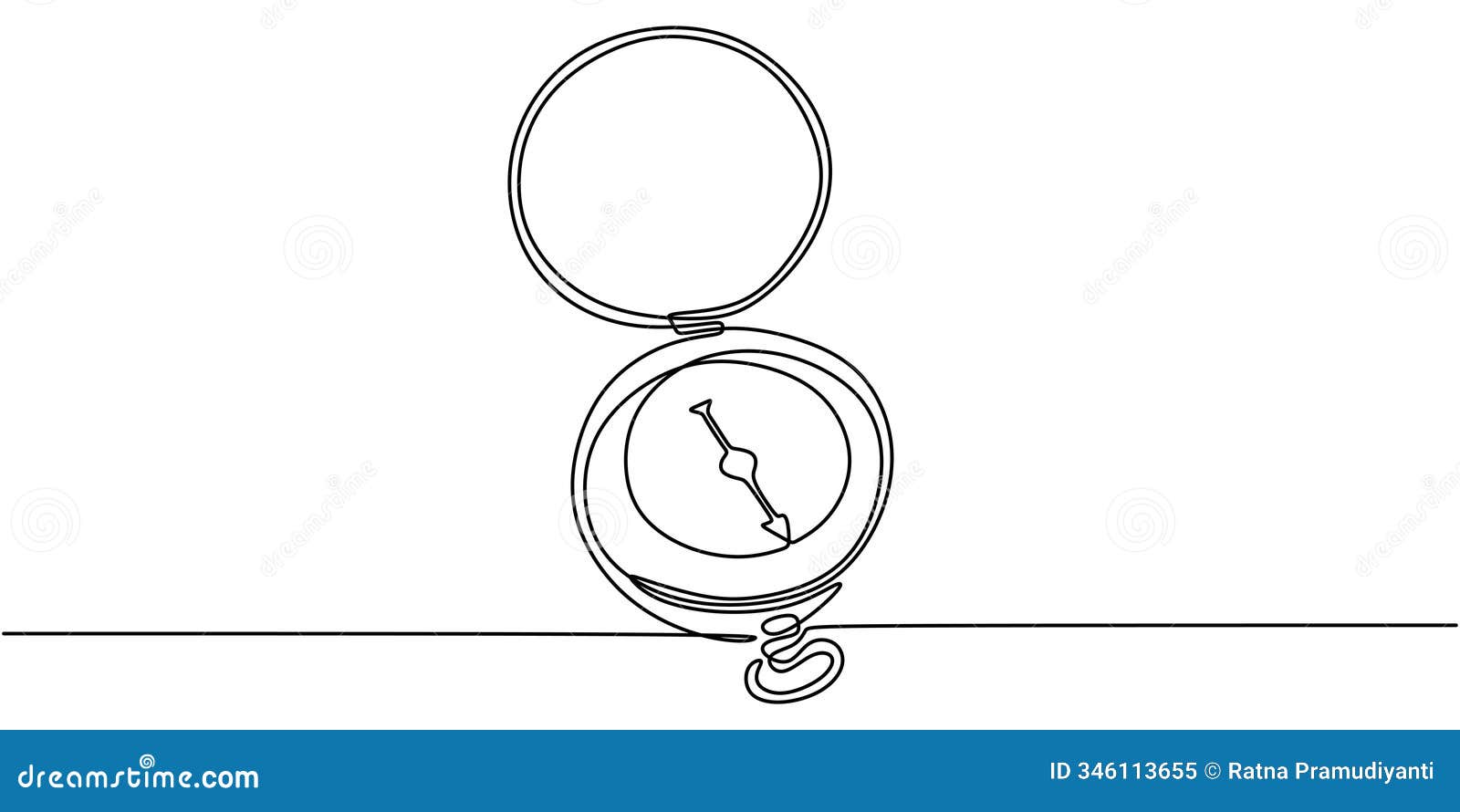 One Line Drawing of a Simple Compass. Symbolizing Exploration, Vintage ...