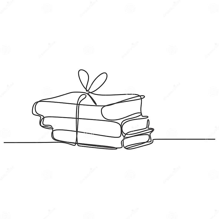 One Line Drawing of Stack of Books. Educational Idea Concept Minimalist ...