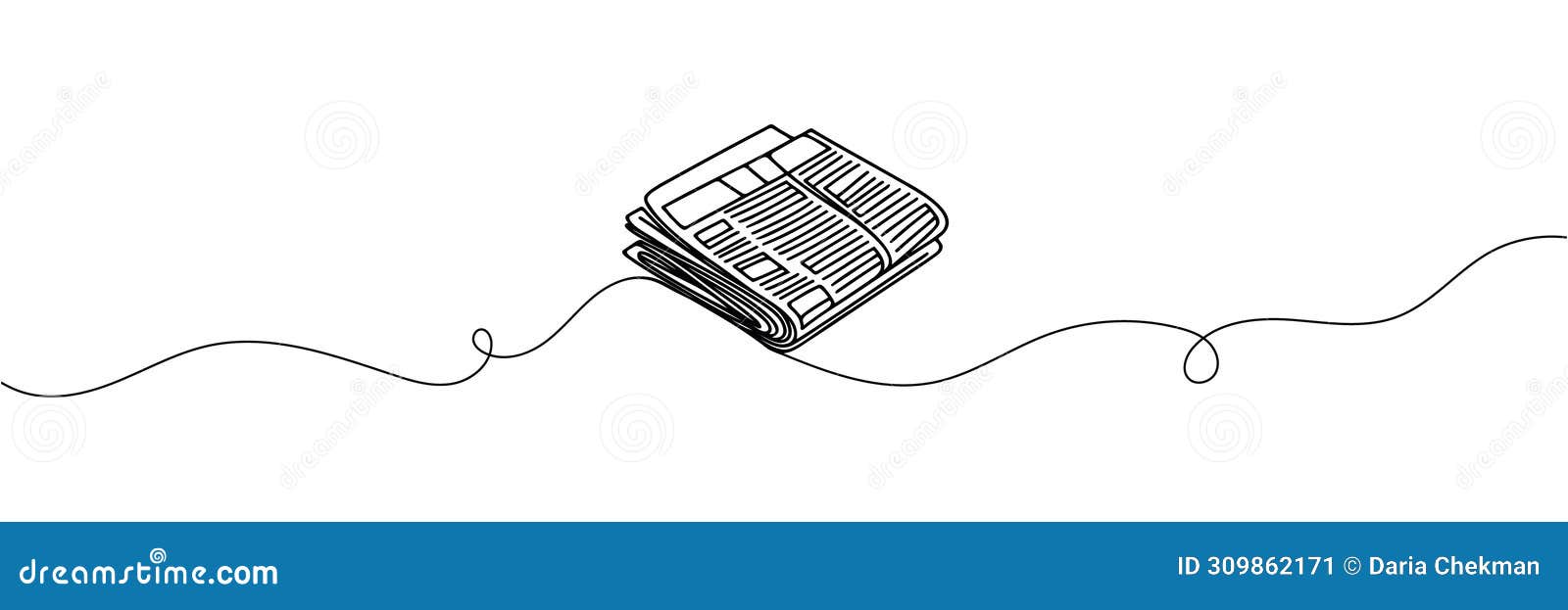 One Line Drawing of a Stack of News Newspapers. Vector Illustration ...