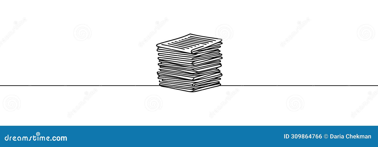 One Line Drawing of a Stack of News Newspapers. Vector Illustration ...