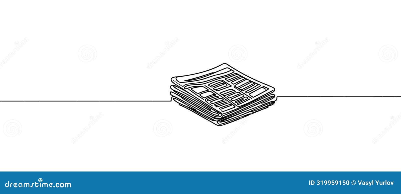One Line Drawing of a Stack of News Newspapers. Vector Illustration ...
