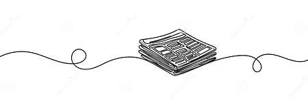 One Line Drawing of a Stack of News Newspapers. Vector Illustration ...