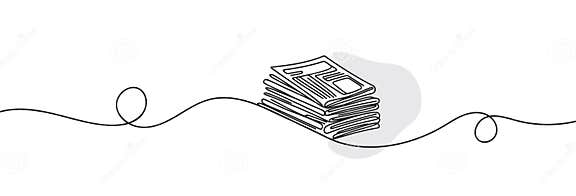One Line Drawing of a Stack of News Newspapers. Vector Illustration ...