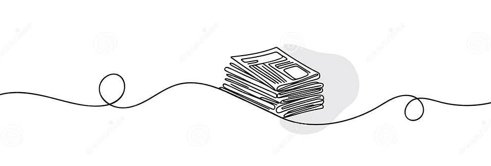 One Line Drawing of a Stack of News Newspapers. Vector Illustration ...