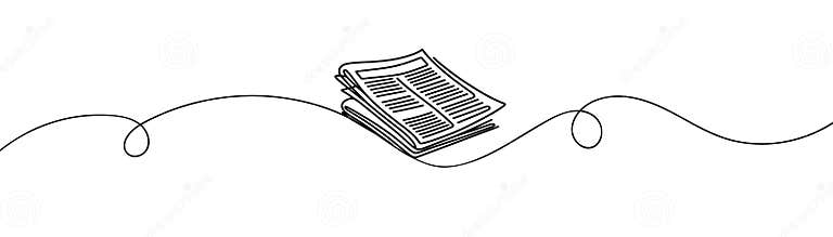 One Line Drawing of a Stack of News Newspapers. Vector Illustration ...