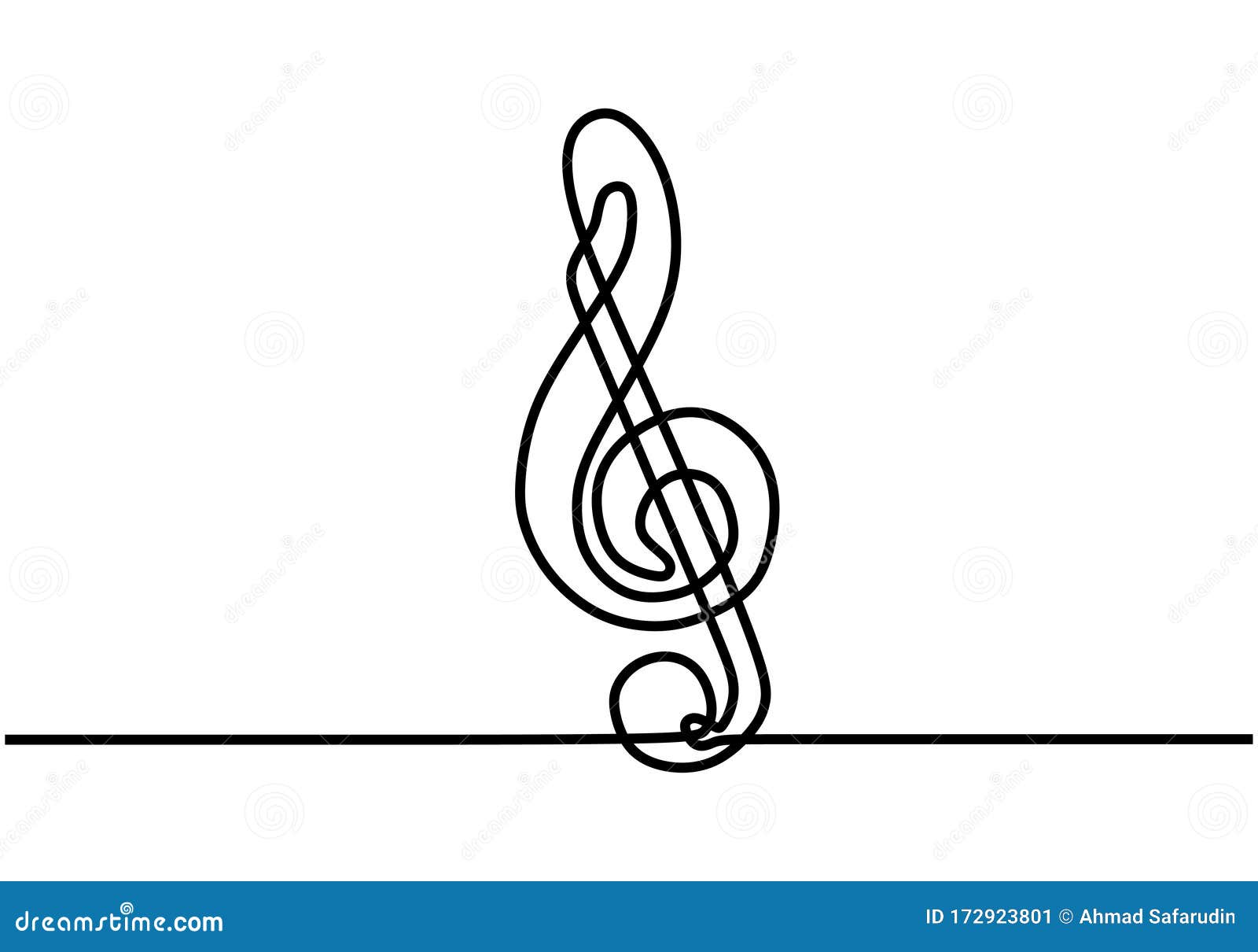 One Line Drawing of Treble Clef Music Note Stock Vector - Illustration ...