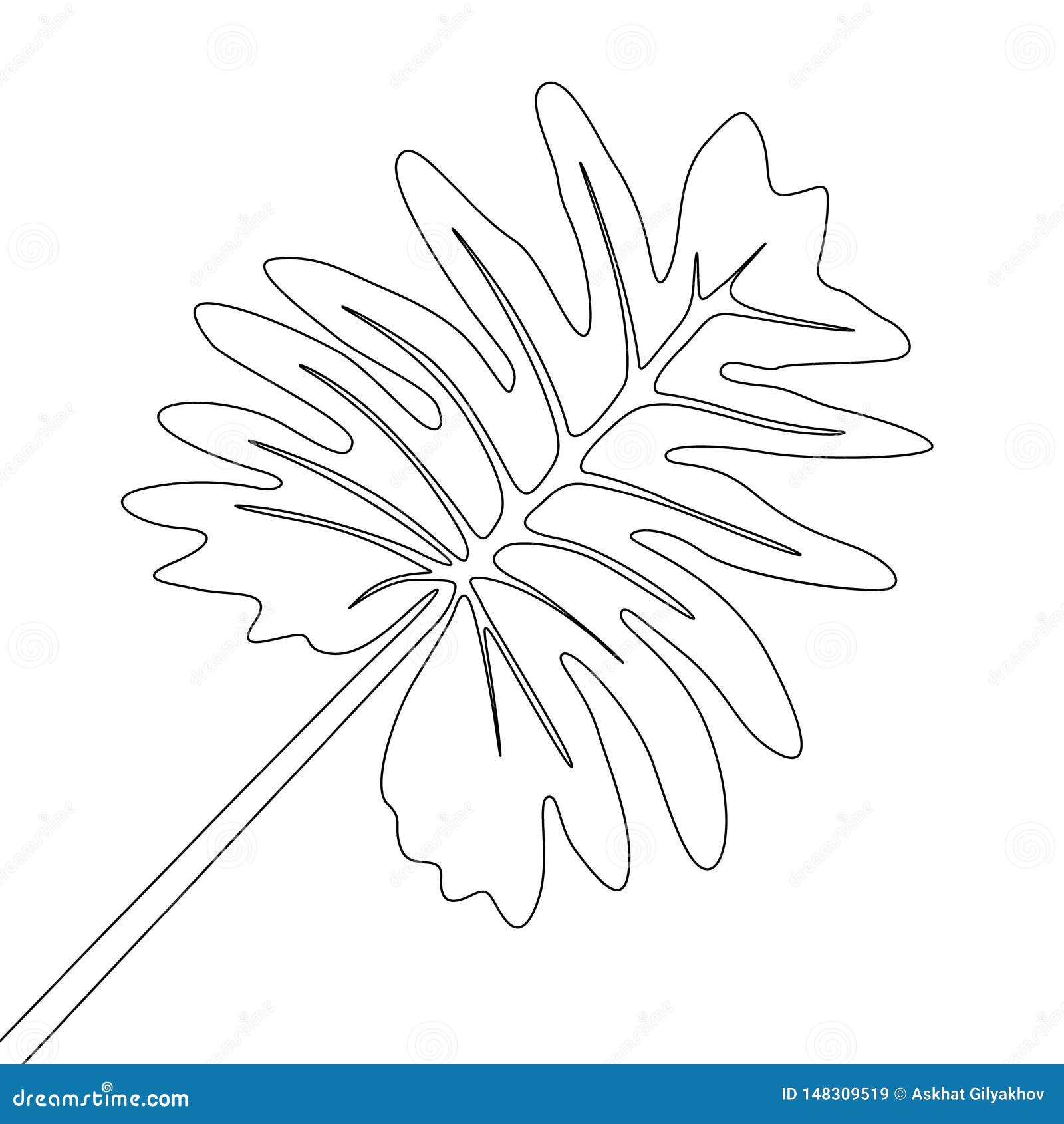 One Line Drawing Tropical Flora. Continuous Line Exotic Tropical Plant ...