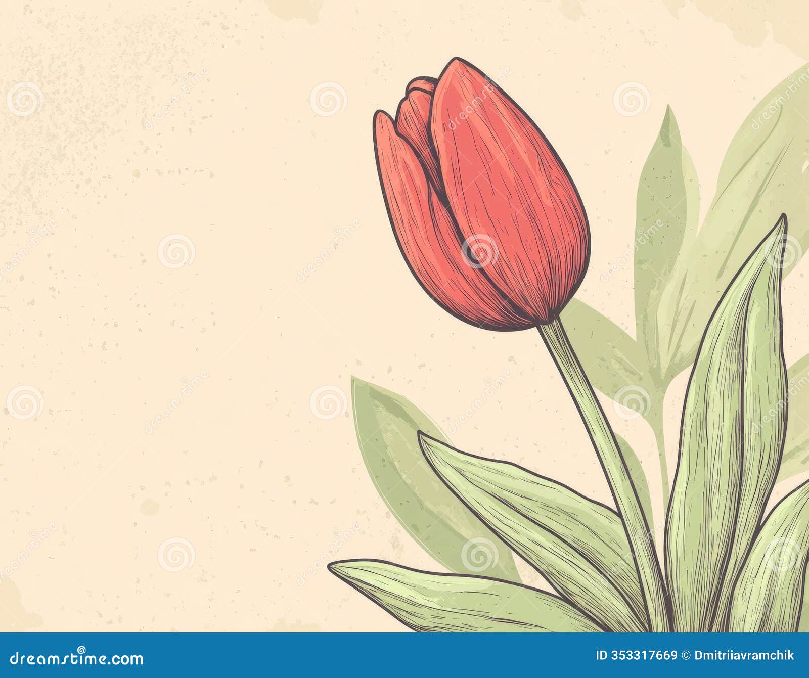 One Line Drawing of Tulips Abstract Flower Continuous Line Modern Stock ...