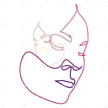 One Line Drawing of Two Faces - One Inside the Other. Abstract Art ...