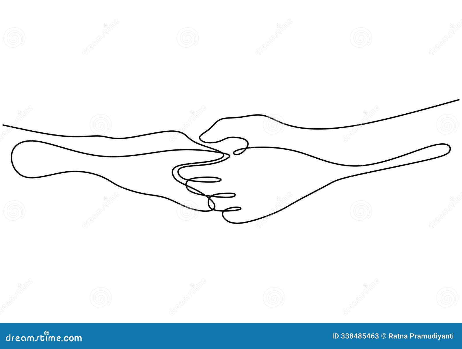 One Line Drawing of Two Hands Clasping Each Other, Symbolizing Unity ...