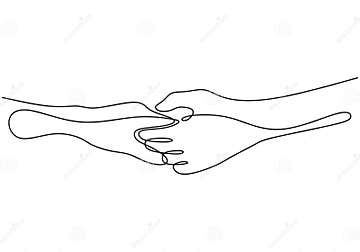 One Line Drawing of Two Hands Clasping Each Other, Symbolizing Unity ...