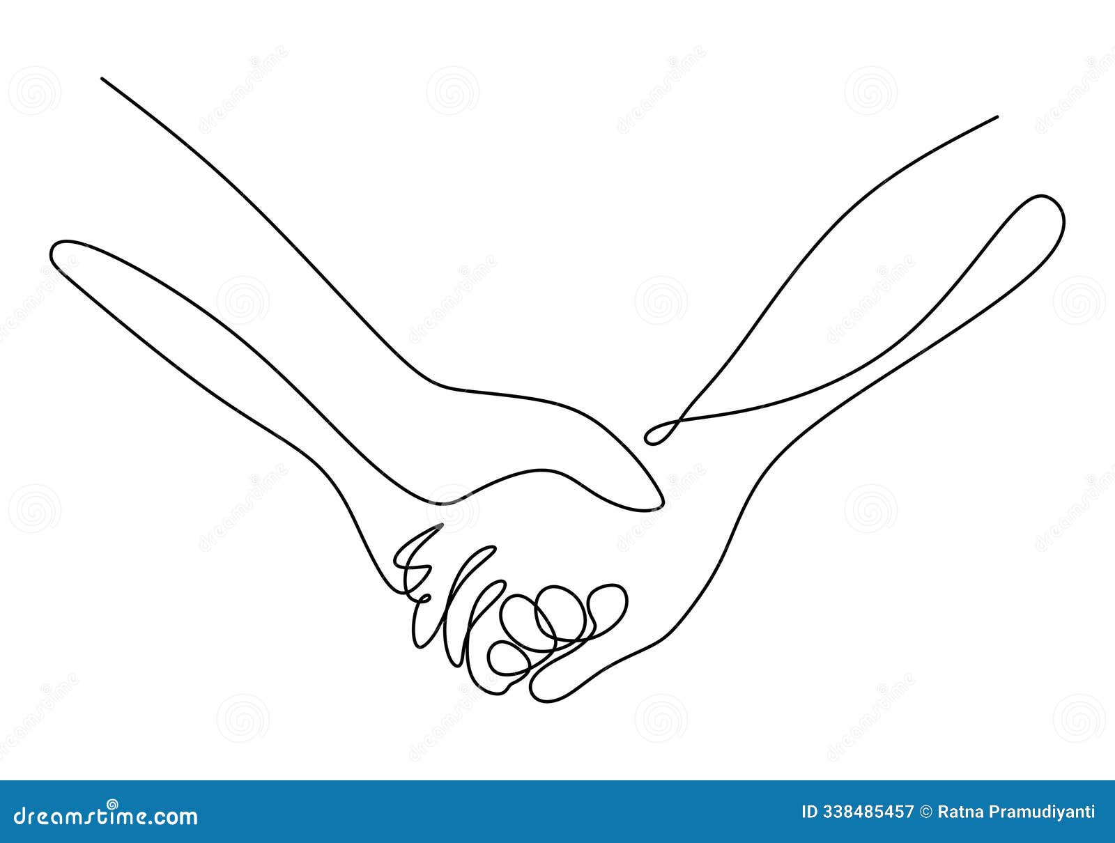 One Line Drawing Of Two Hands Intertwined, Minimalist Representation Of ...