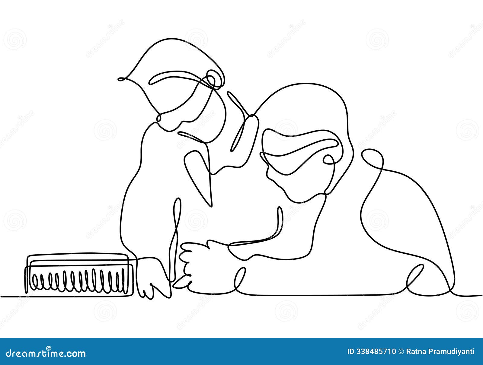 One Line Drawing of Two Scientists Conducting an Experiment, Depicting ...