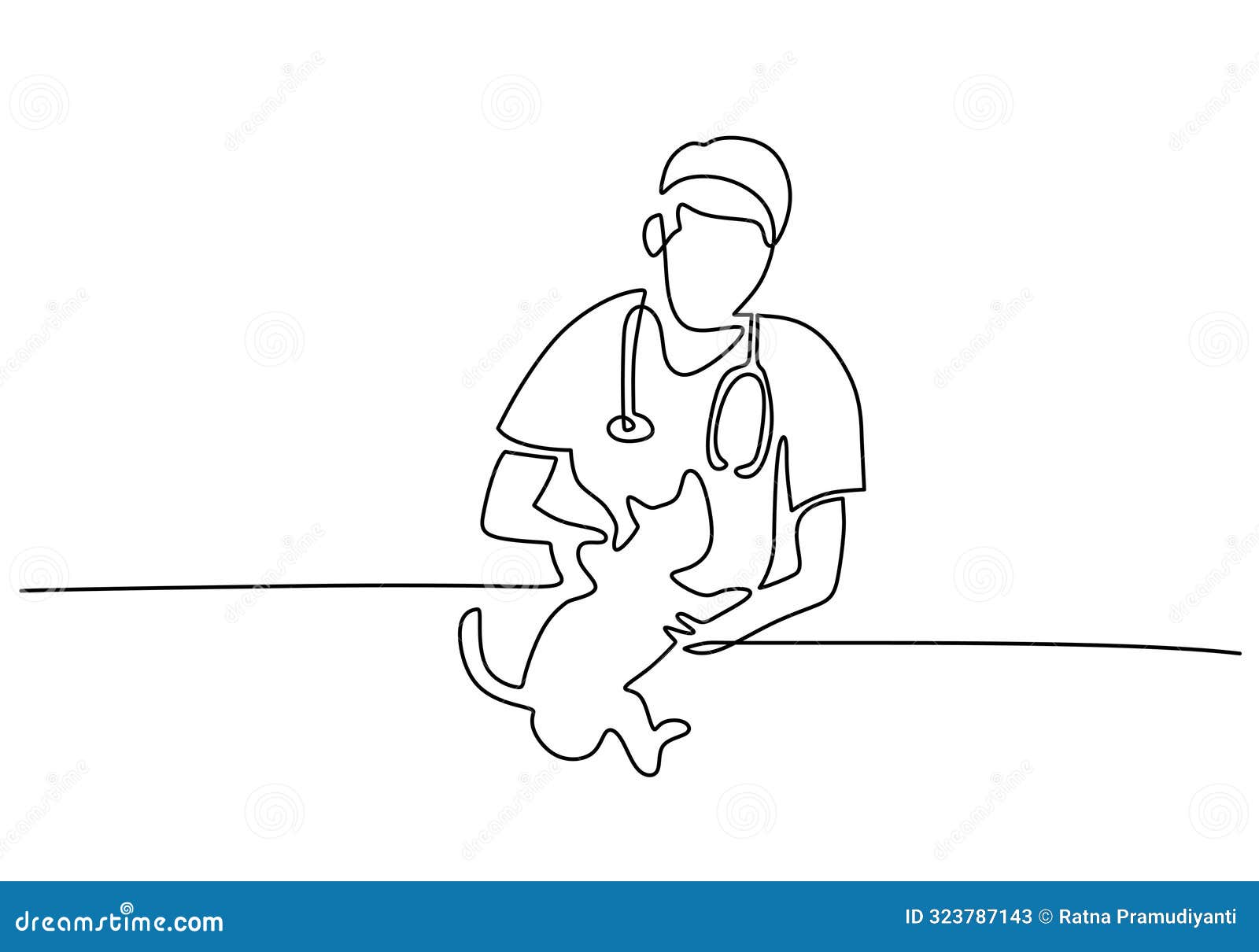 One Line Drawing of Veterinarian Treating Animal Health Problems Stock ...