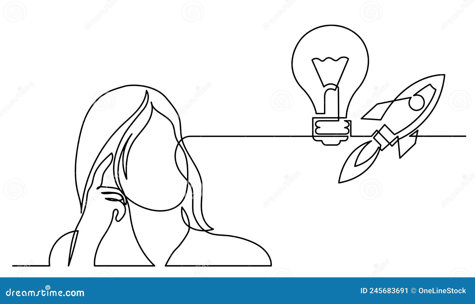 One Line Drawing of Woman Thinking Solving Problems Finding Solutions ...