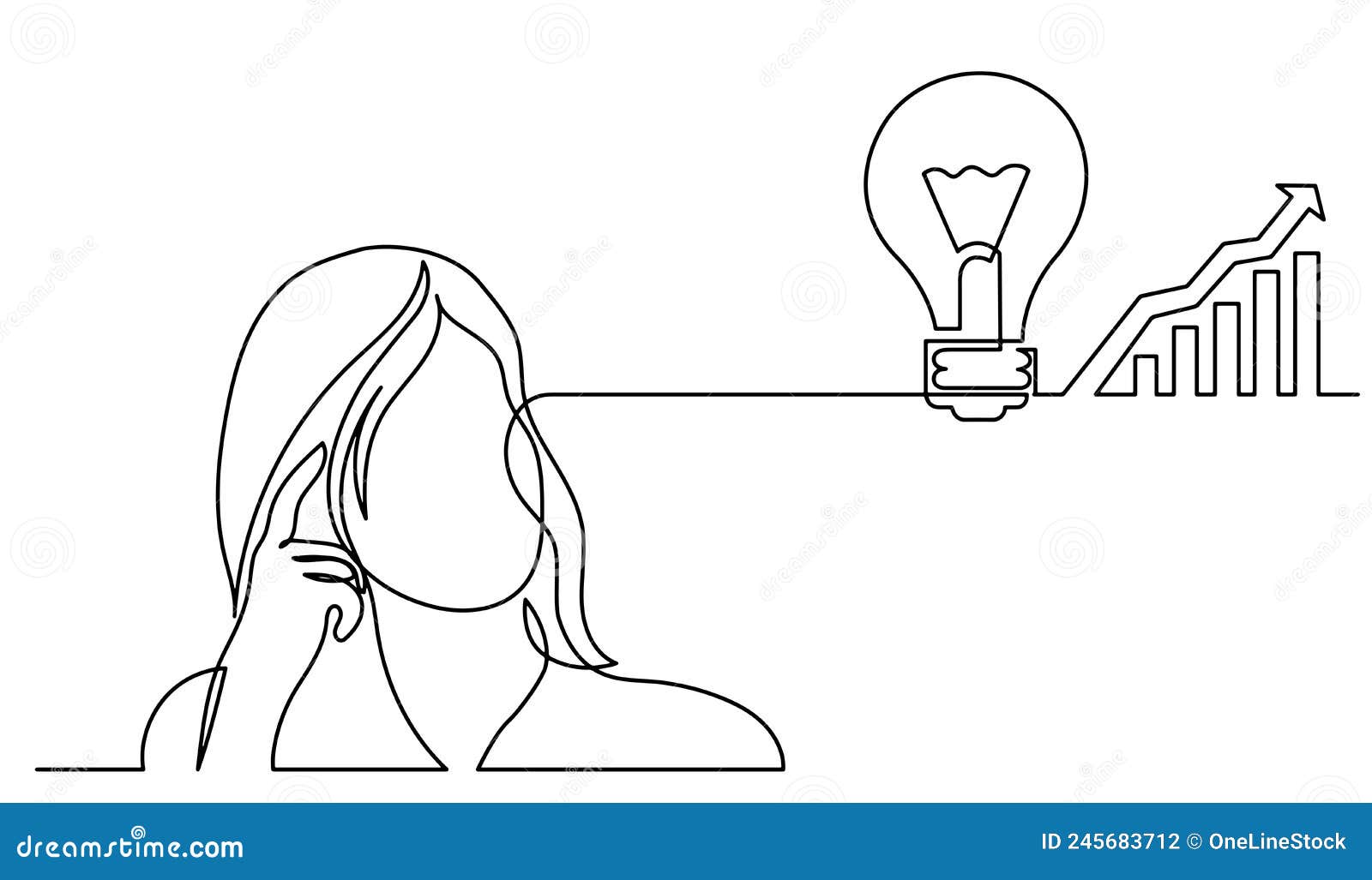 One Line Drawing of Woman Thinking Solving Problems Finding Solutions ...