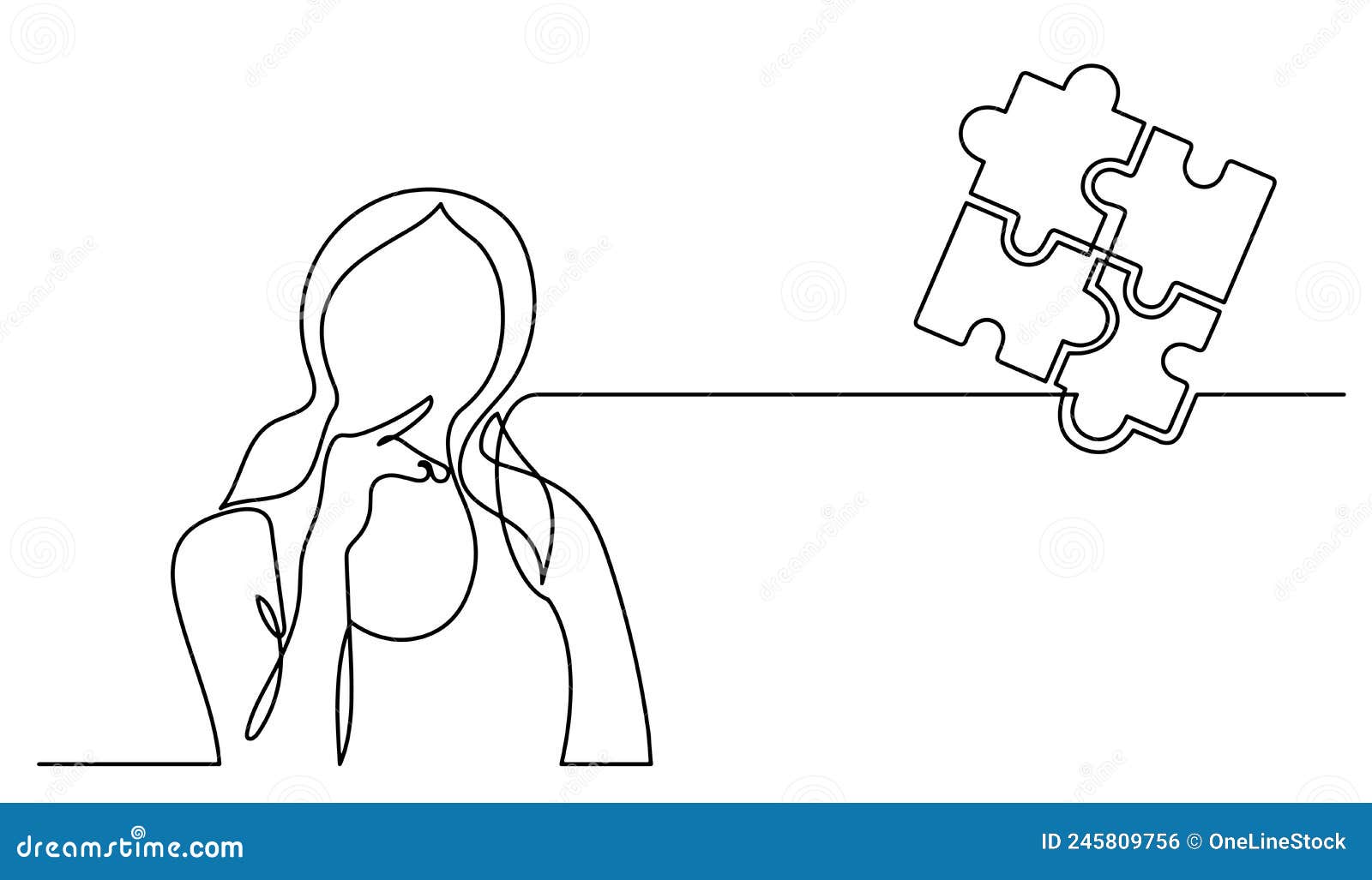 One Line Drawing of Woman Thinking Solving Problems Finding Solutions ...