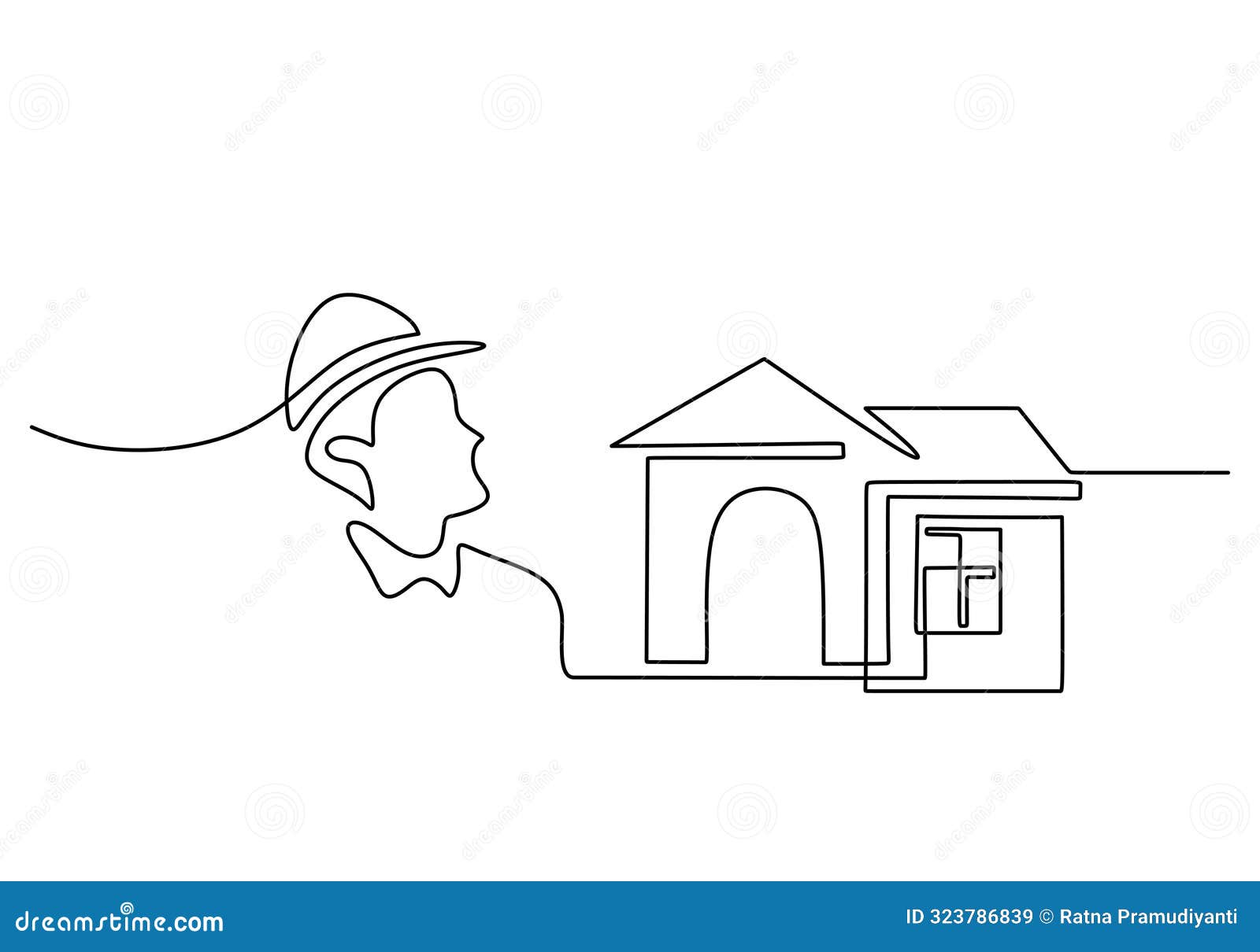 One Line Drawing of Young Engineer Manager Controlling Construction ...