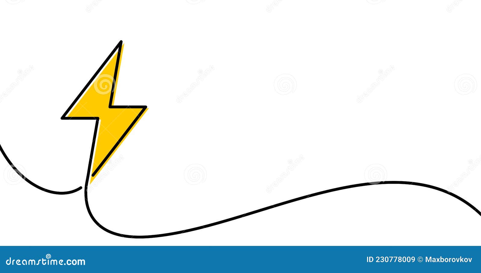 One Line Drawn Yellow Flash Sign Stock Vector - Illustration of climate ...