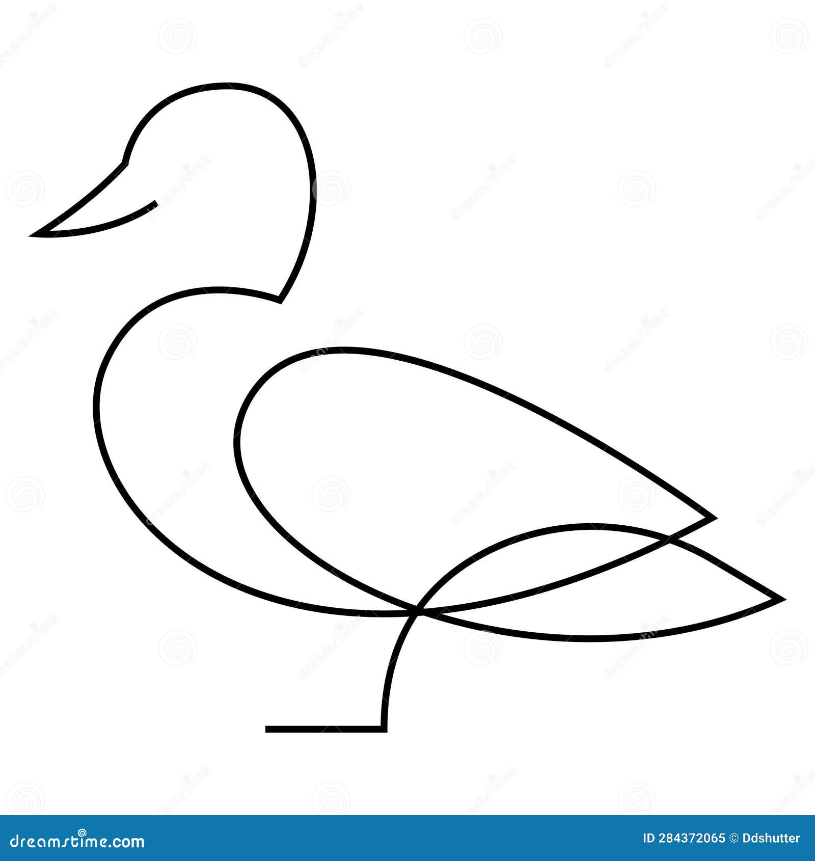 One Line Duck Design Silhouette. Hand Drawn Minimalism Style Vector ...