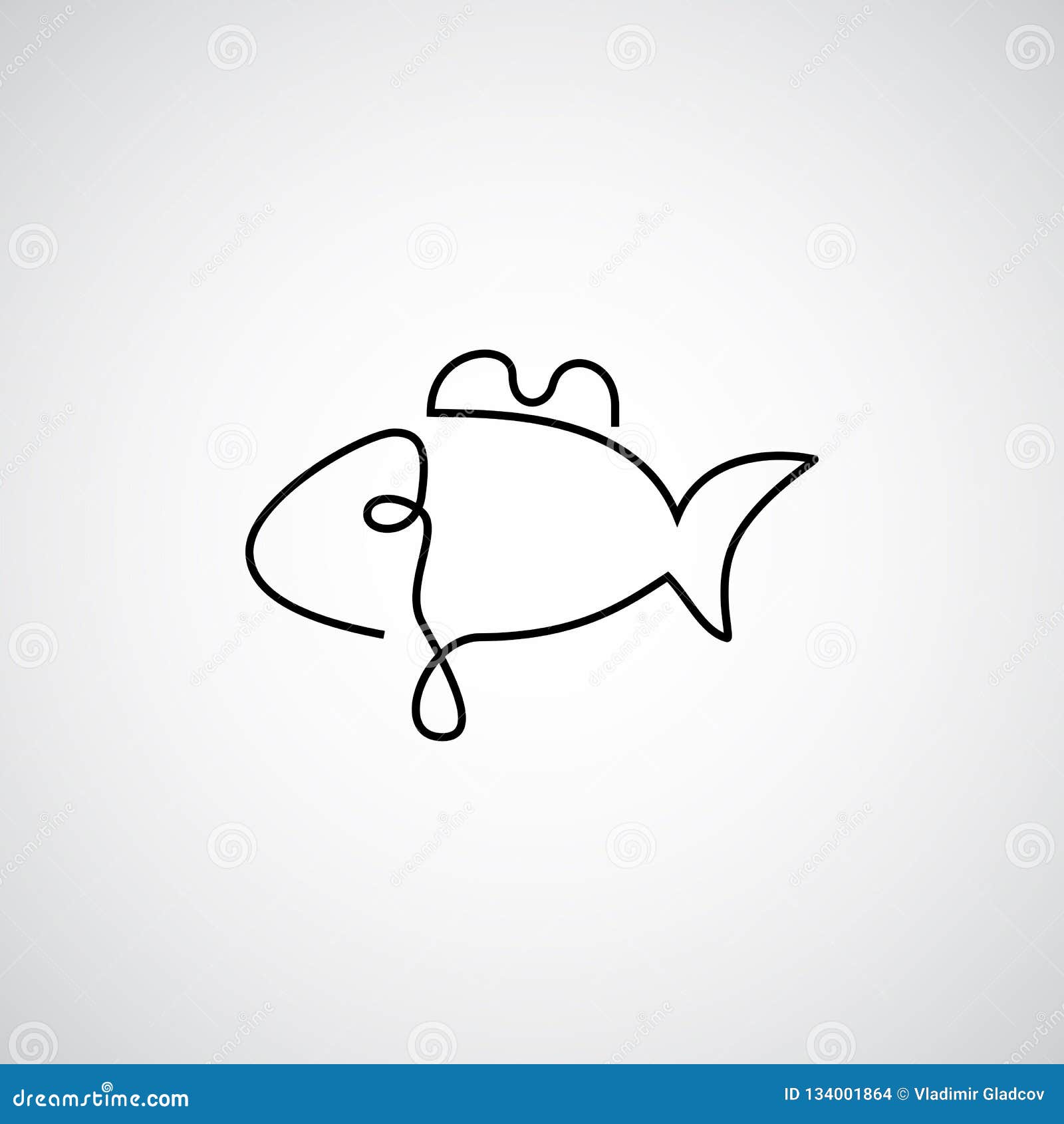 One line Fish stock vector. Illustration of graphic - 134001864