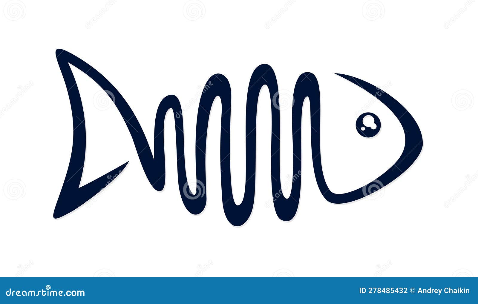 The one line fish symbol. stock vector. Illustration of line - 278485432