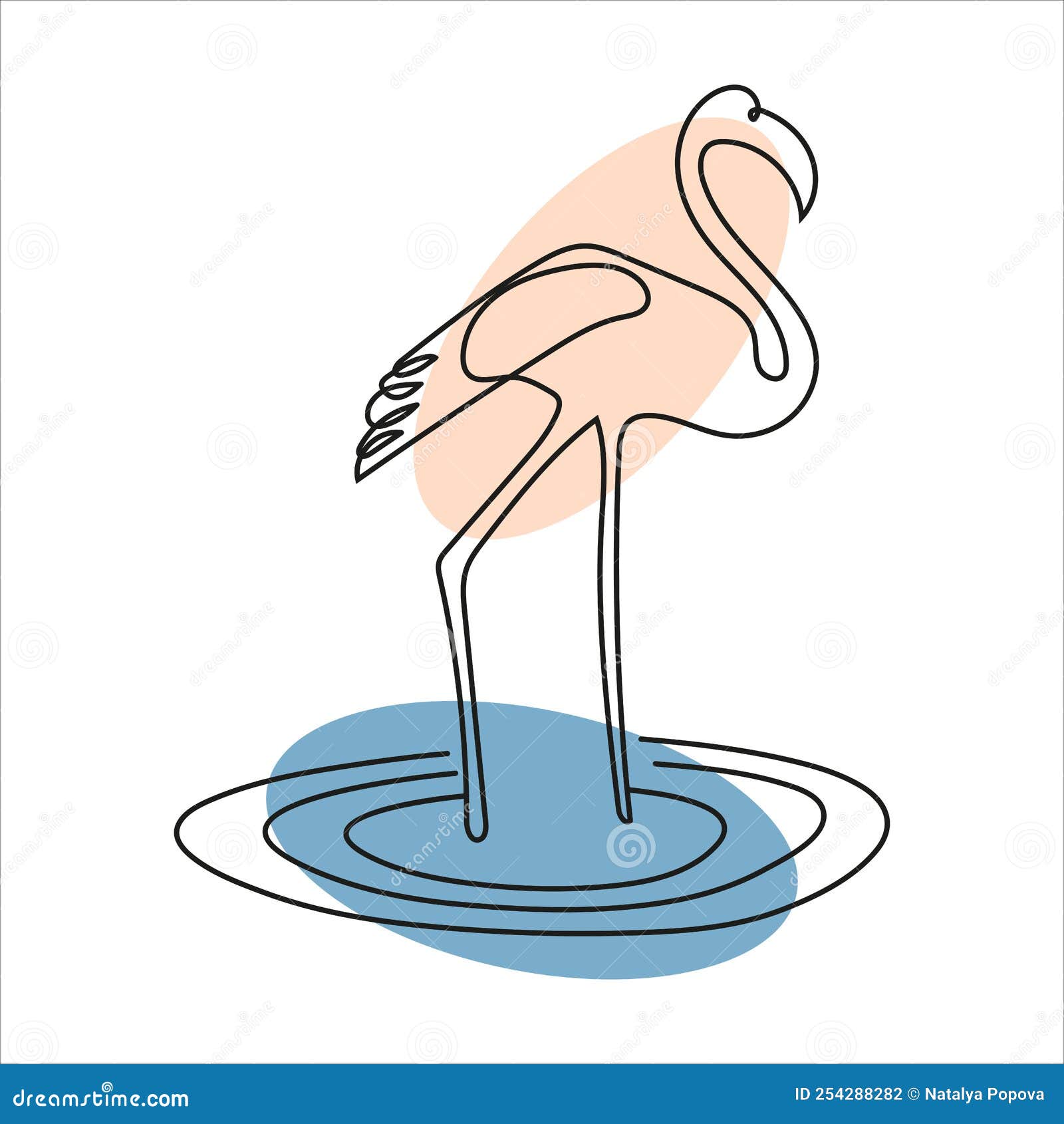 Minimalistic Stylish Vector Illustration of One Line Flamingo Stock ...