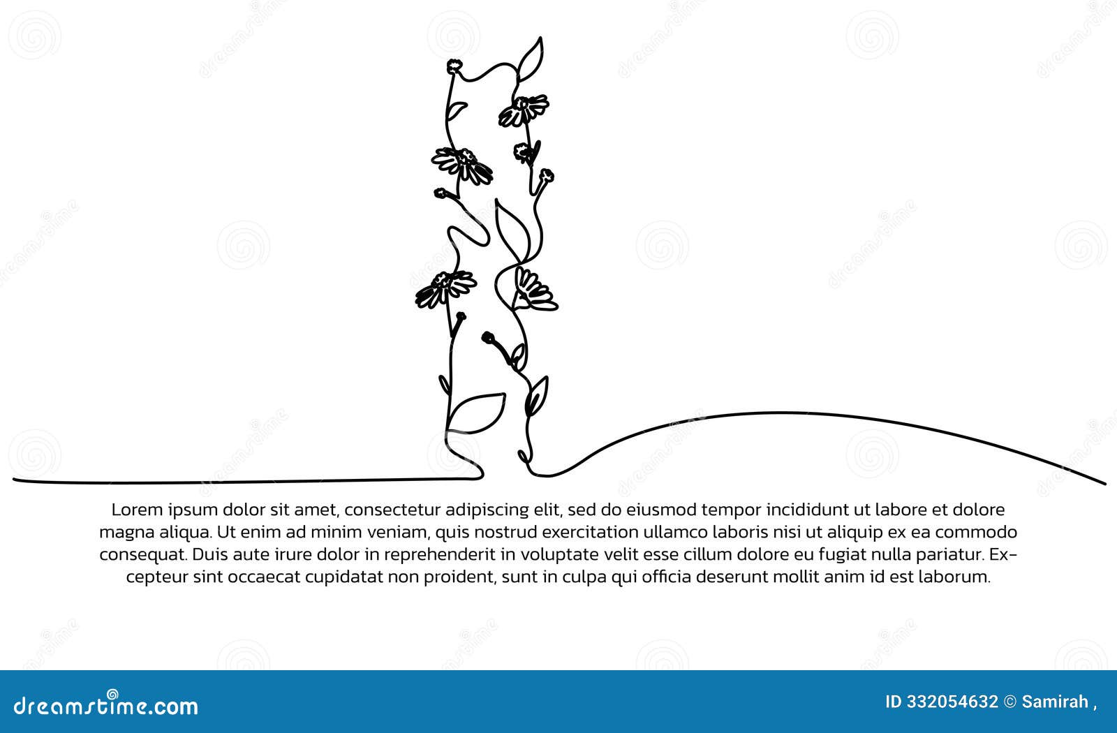 One Line Floral Poster Drawing with a Beautiful Frame Stock ...