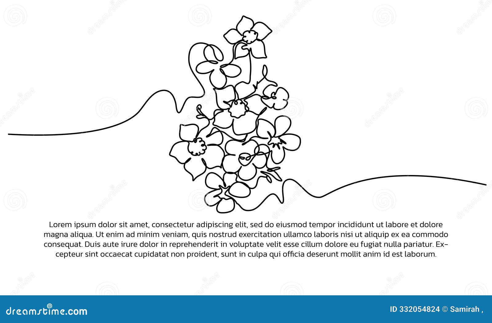 One Line Floral Poster Drawing with a Beautiful Frame Stock ...