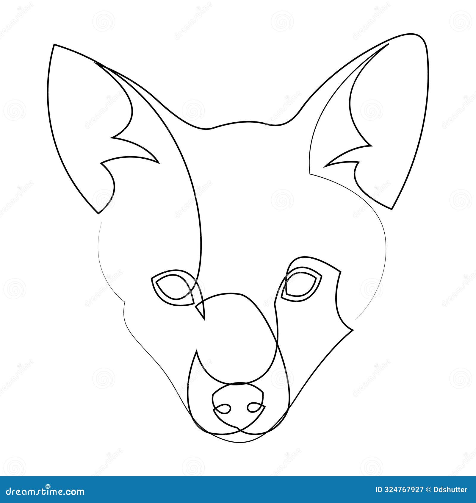 One Line Fox Design Silhouette. Fox Head Drawn by Continuous Line. Hand ...