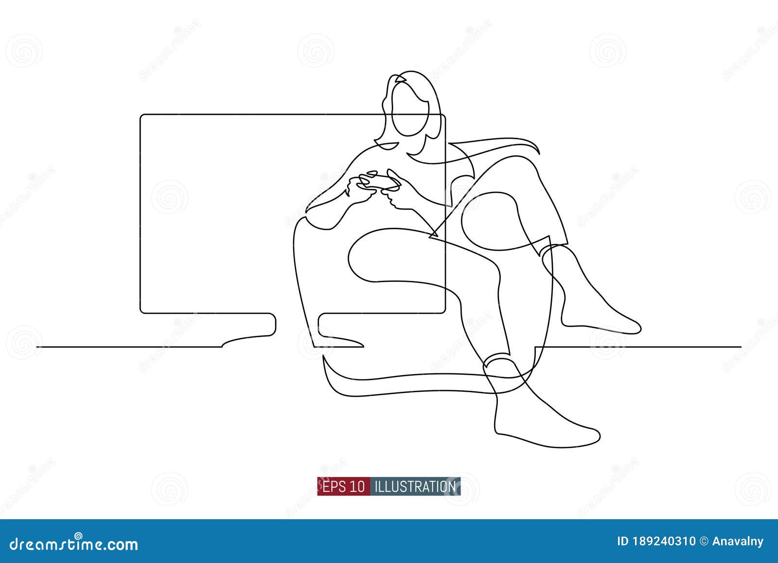 Continuous Line Drawing of Gamer. Vector Illustration. Stock Vector ...