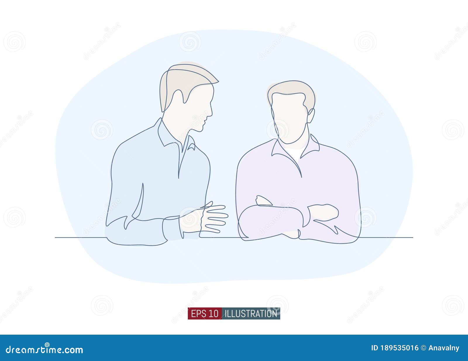 Continuous Line Drawing of Two Mans Dialog. Vector Illustration. Stock ...