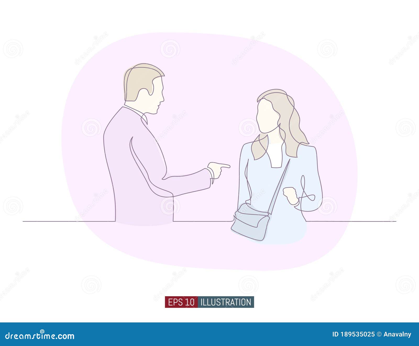 Continuous Line Drawing of Man and Woman Dialog. Vector Illustration ...