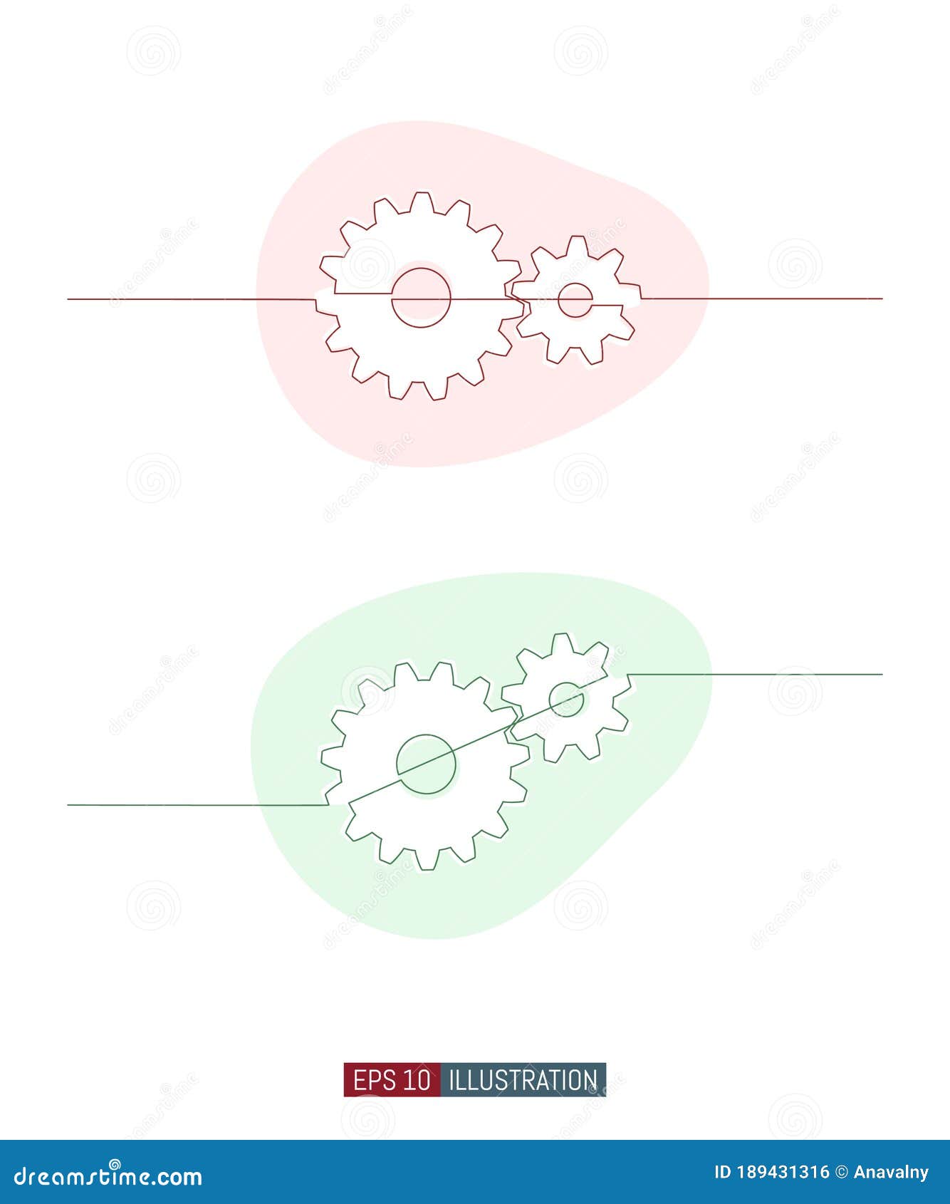 Continuous Line Drawing of Gear Wheels. Vector Illustration. Stock ...