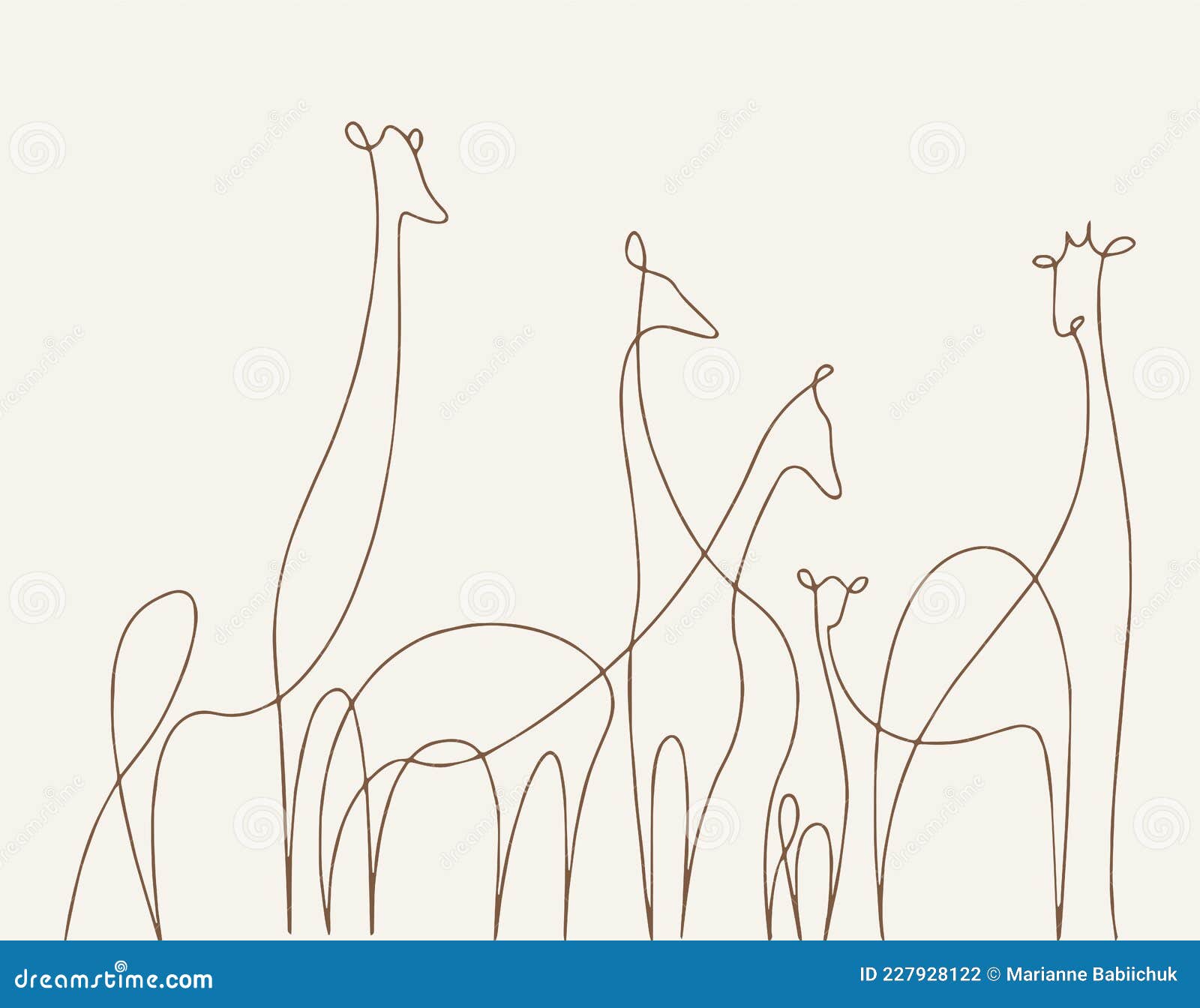 One Line Giraffes . Hand Drawn Linear Sketch Stock Vector ...