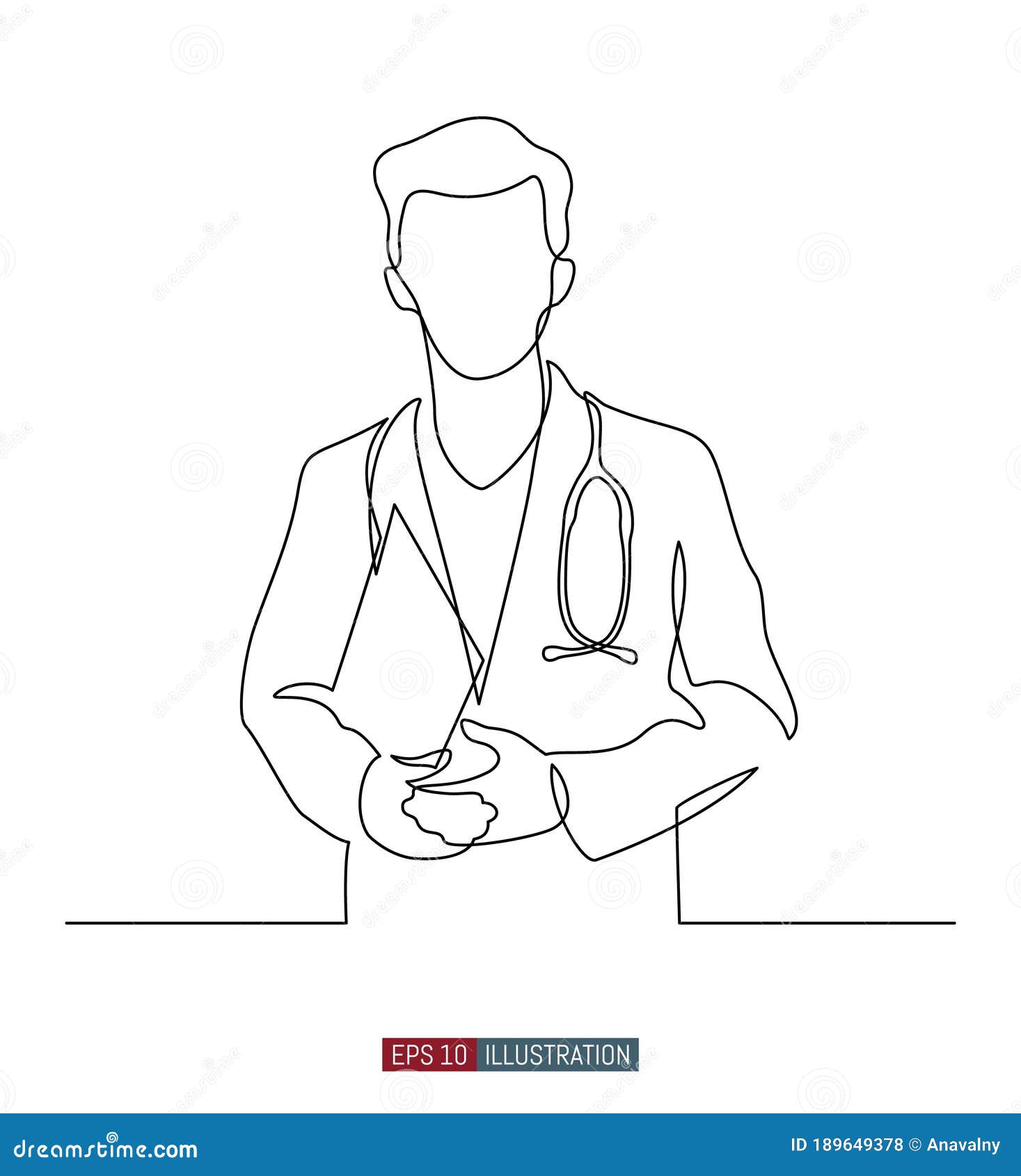 Continuous Line Drawing of Doctors Silhouette. Hospital Scene. Vector ...