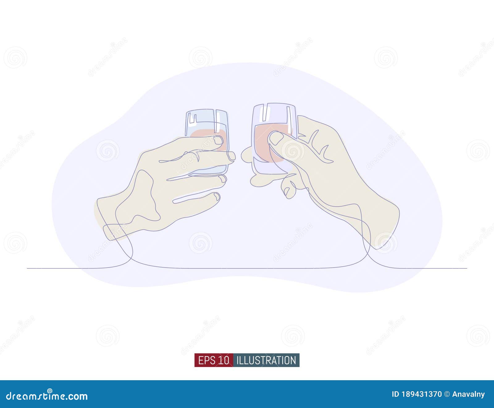 Continuous Line Drawing of Hands Holding Glasses. Vector Illustration ...