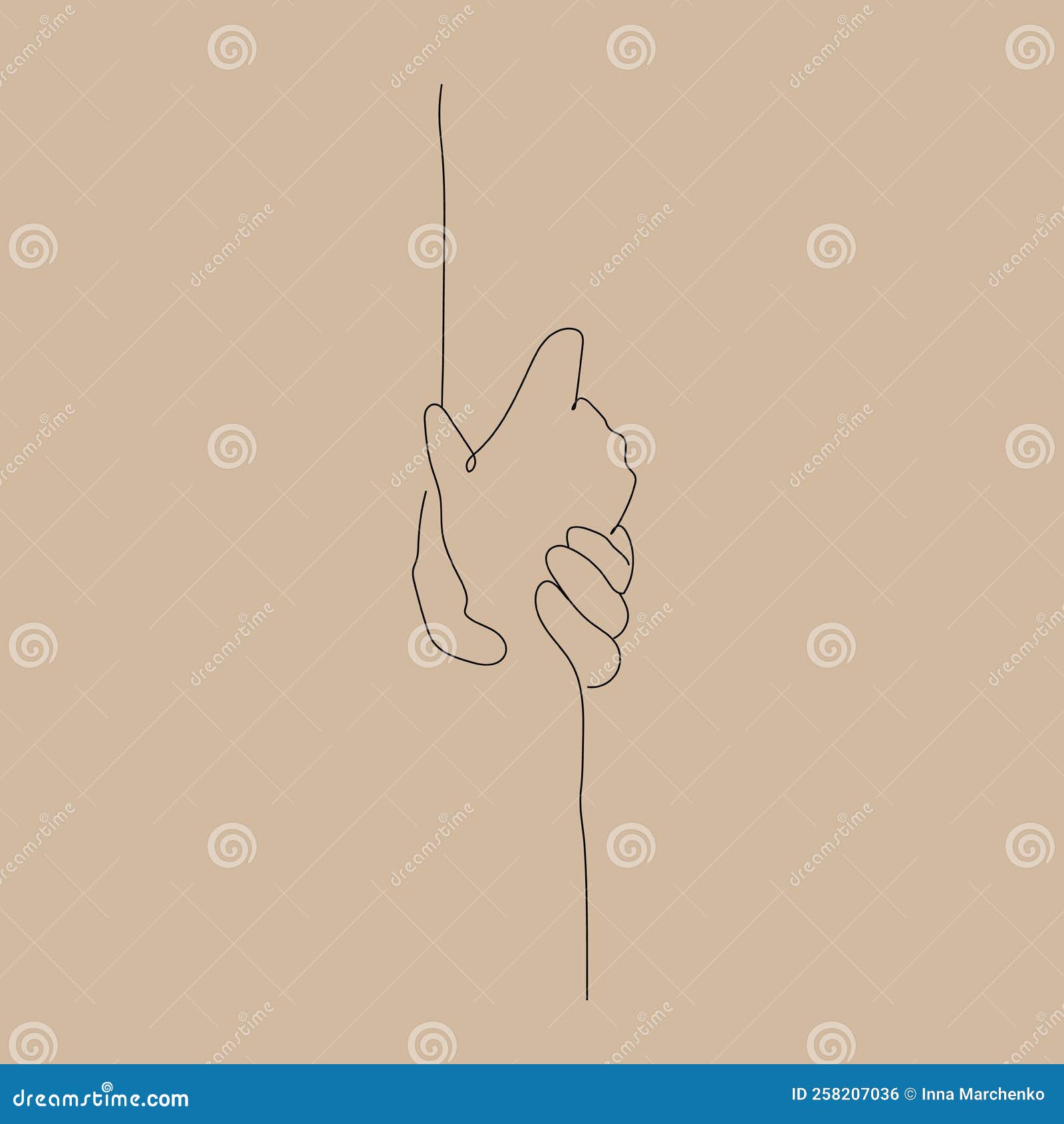 One Line Hands Holding Each Other. Vector Stock Vector - Illustration ...