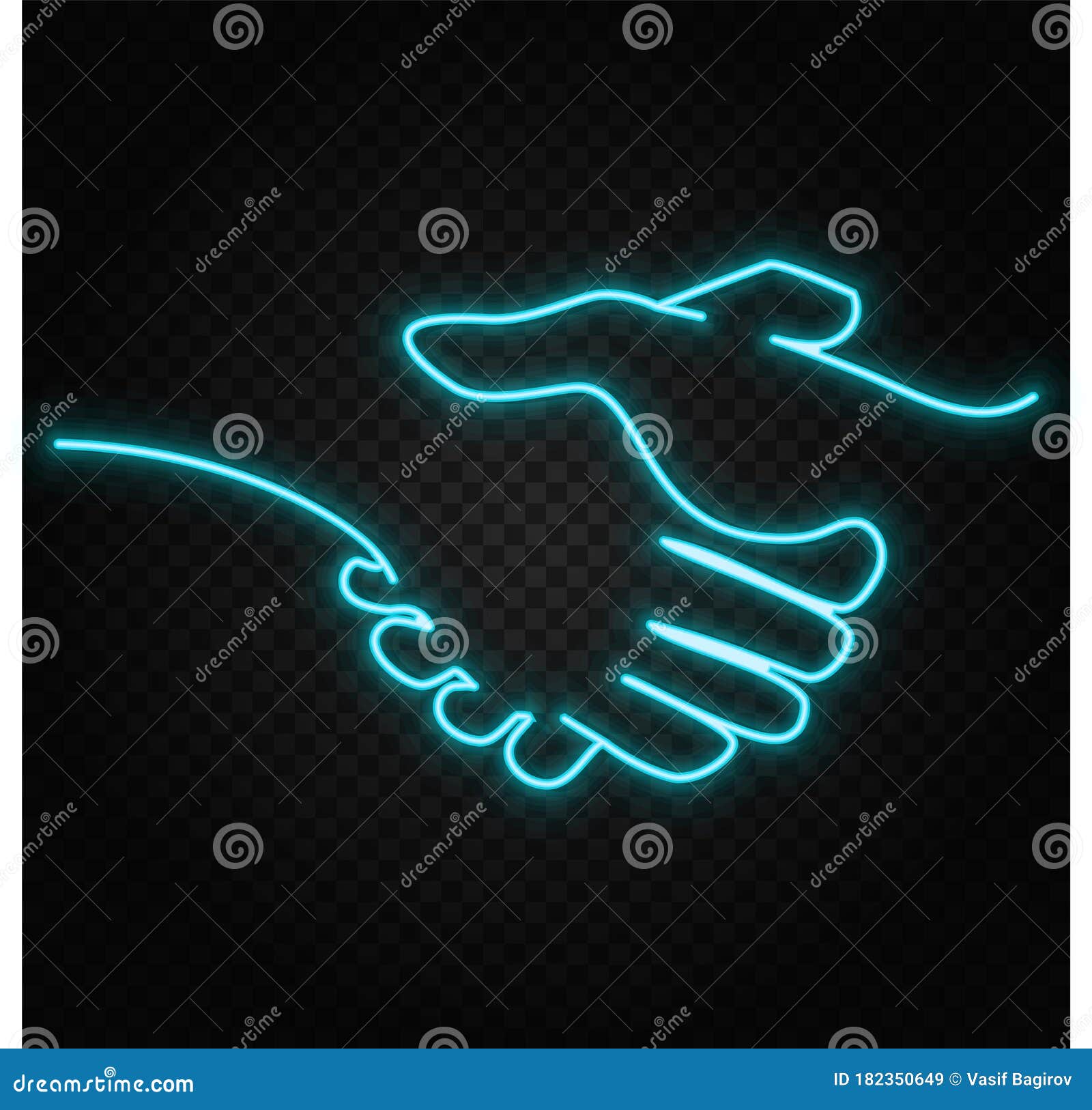 Handshake Neon Blue Line Icon. Glowing Sign Logo Vector Illustration ...