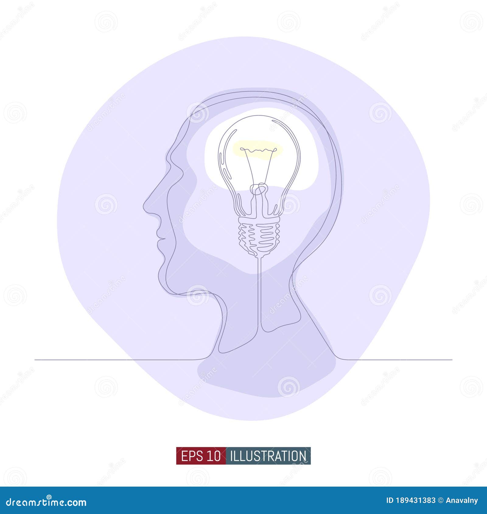 Continuous Line Drawing of Human Head Silhouette. Idea Sumbol. Vector ...