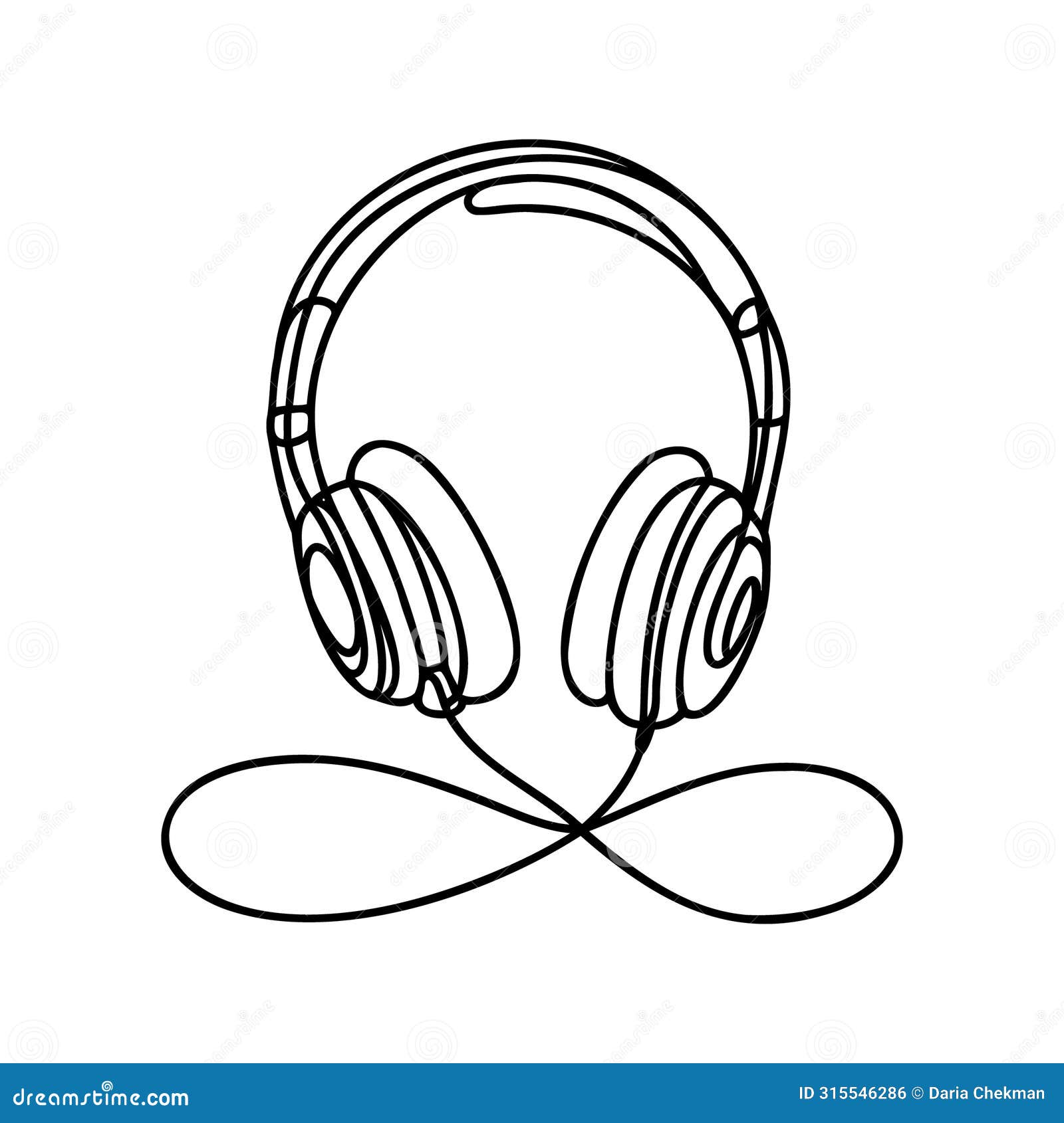 One Line Headphones. Hand Drawn Vector Illustration. Continuous Line ...