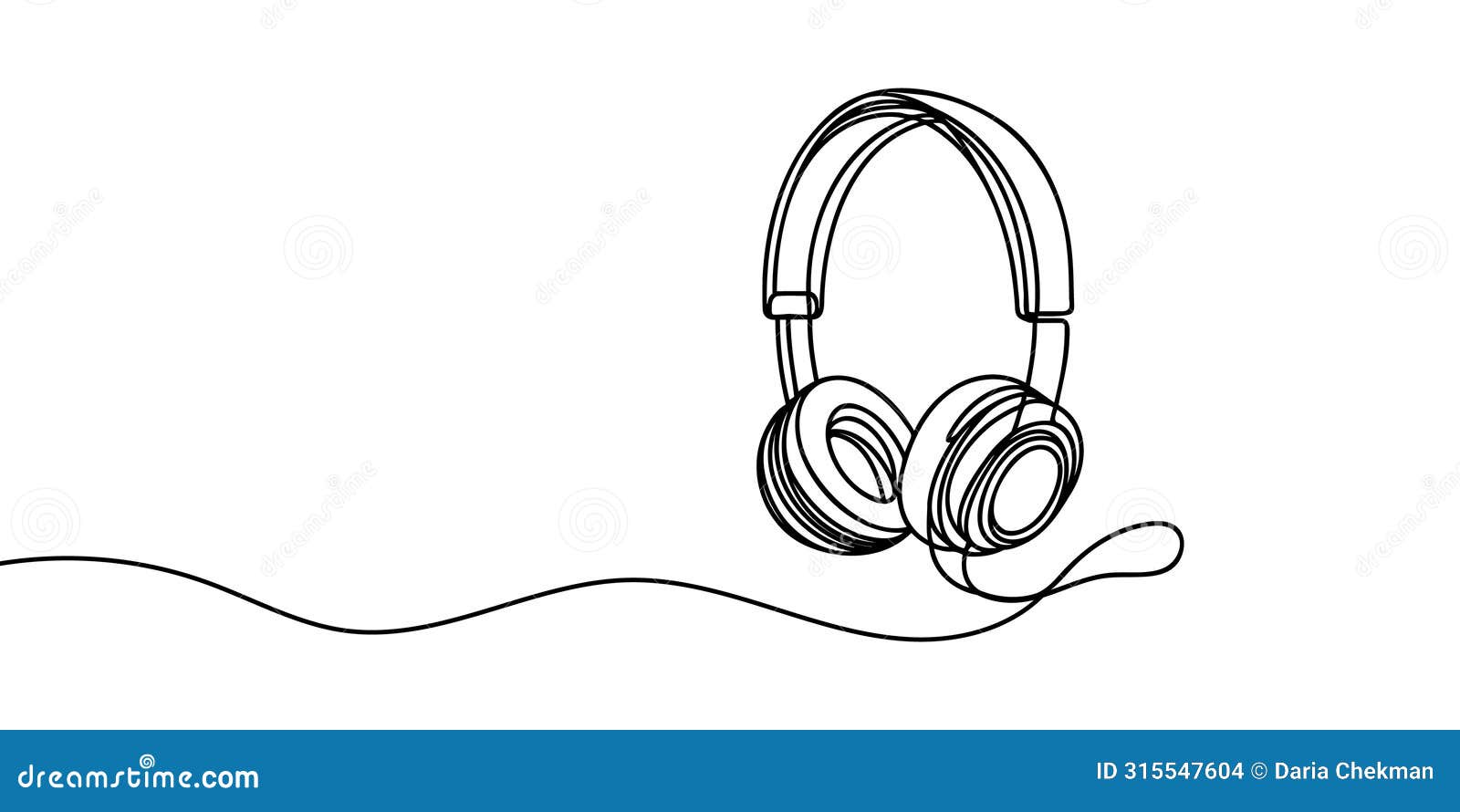 One Line Headphones. Hand Drawn Vector Illustration. Continuous Line ...
