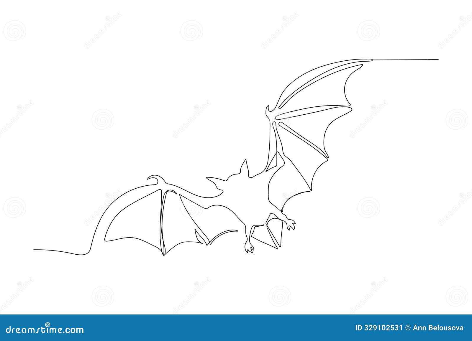 One Line Illustration, Outline of a Bat. Vector Stock Illustration ...