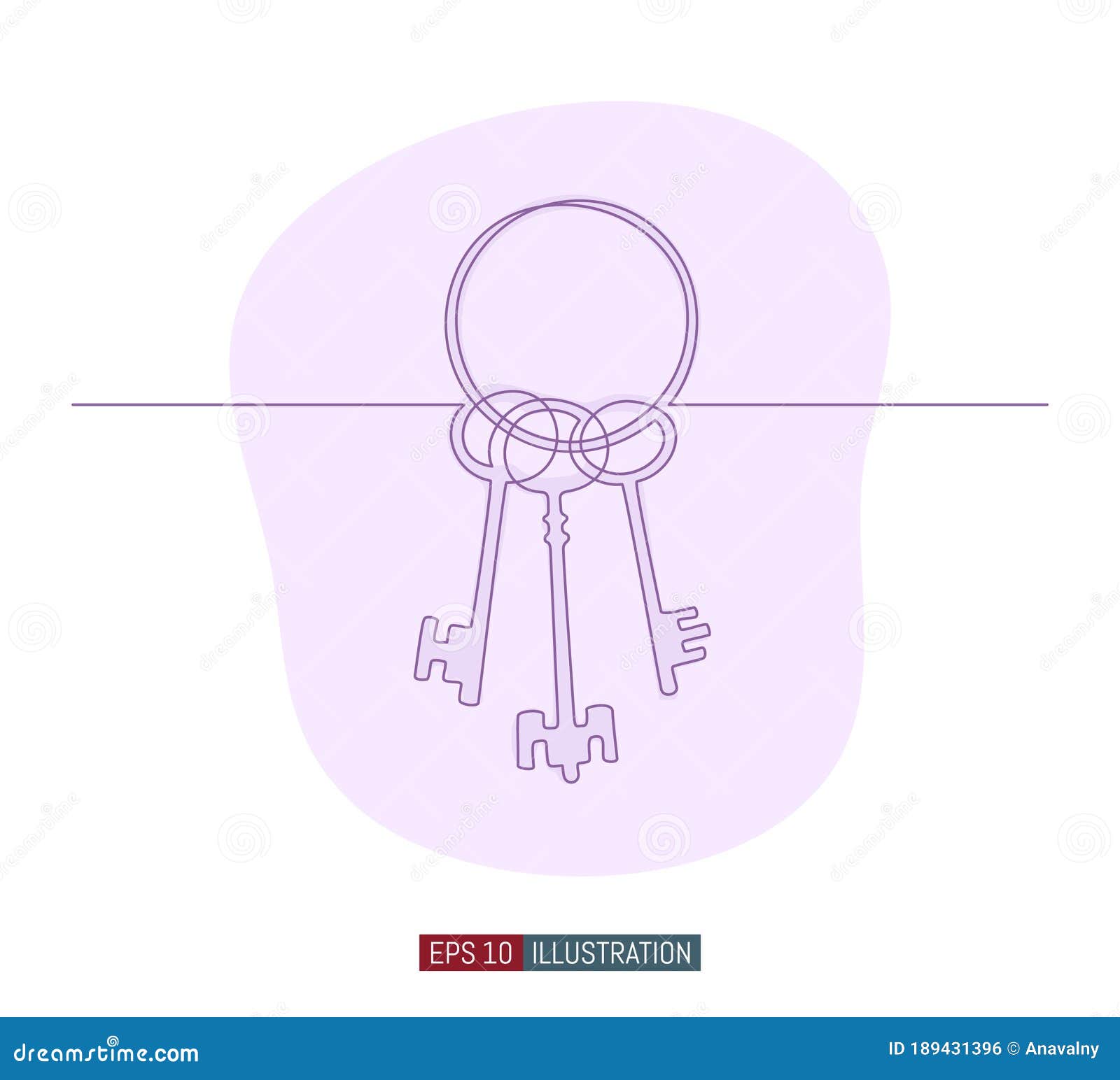 Continuous Line Drawing of Bunch of Keys. Vector Illustration. Stock ...