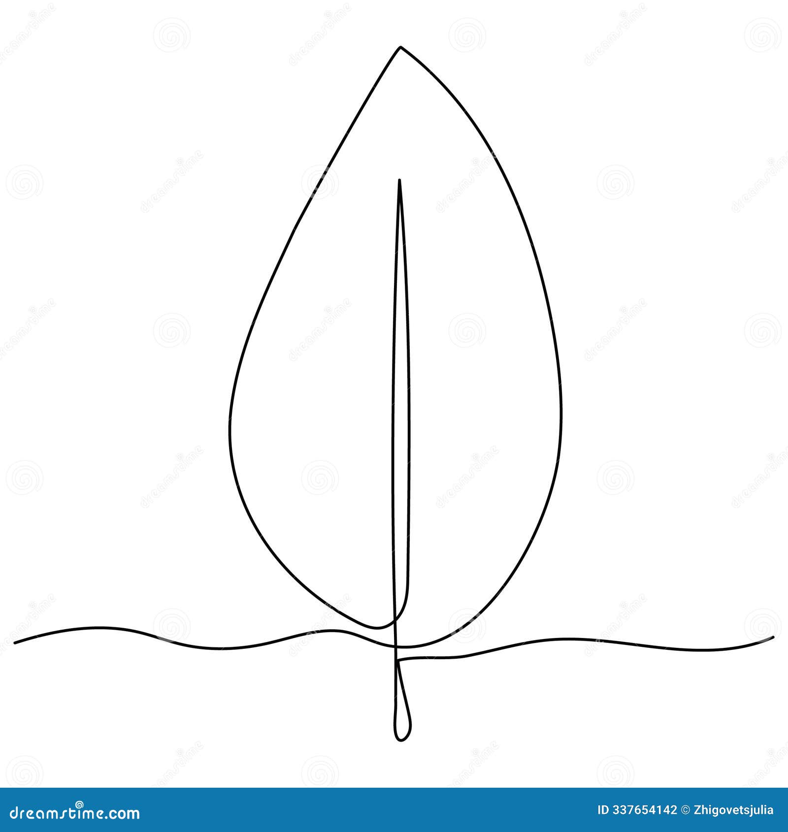 One Line Leaf Drawing Isolated on White Background. Stock Illustration ...