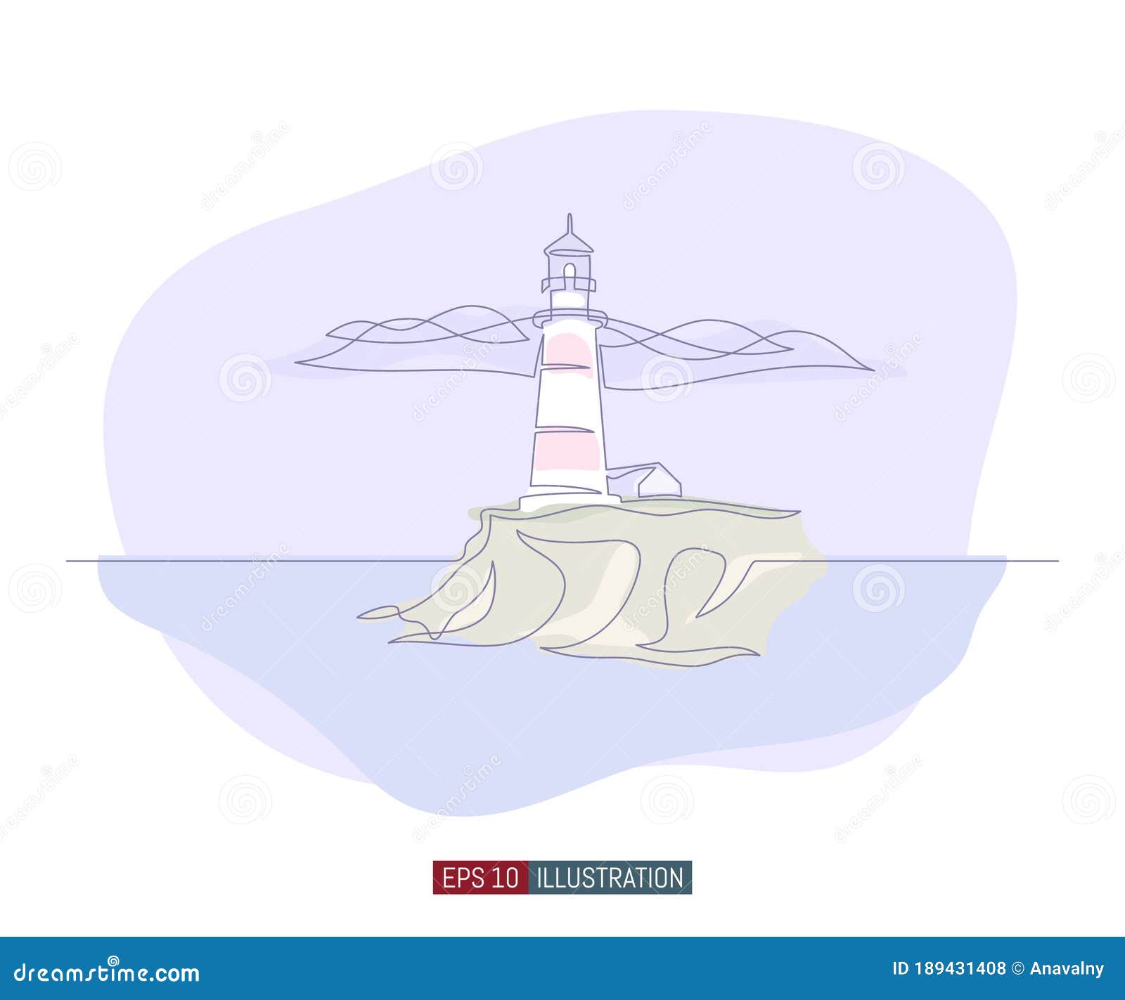 Continuous Line Drawing of Lighthouse. Vector Illustration. Stock ...