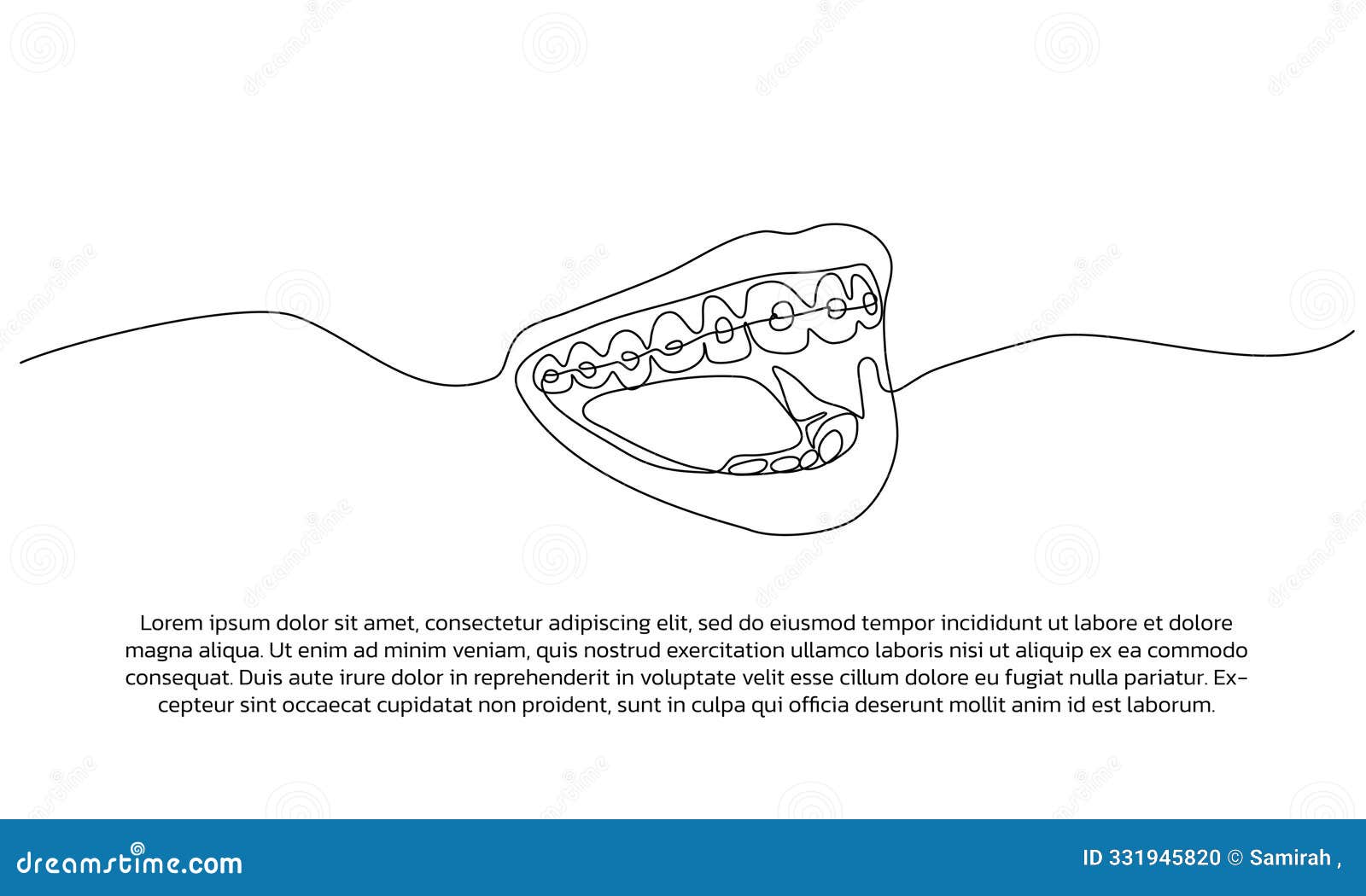 One Line Lips Sketch Poster Drawing With Frame Vector Illustration ...