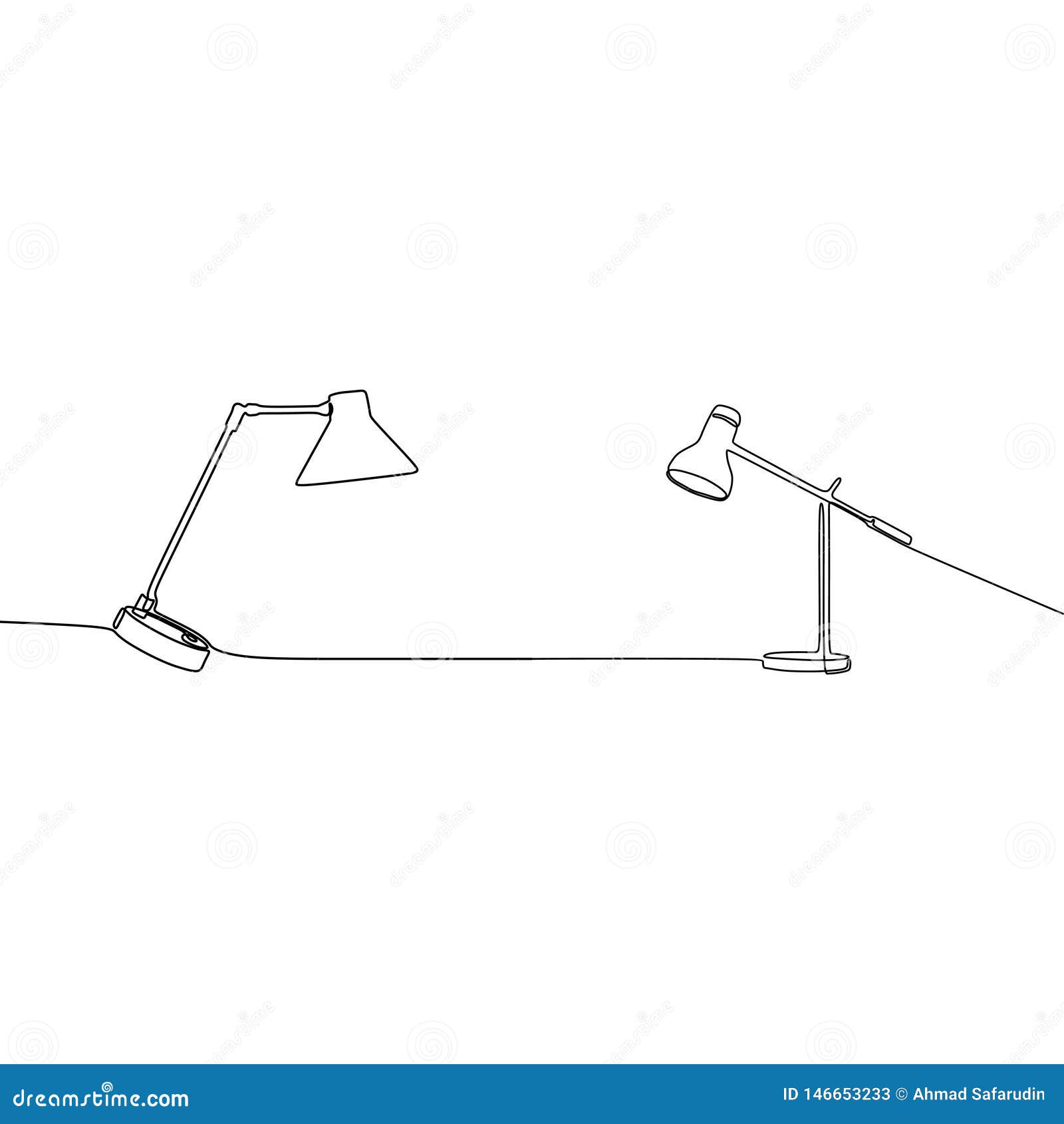 One Line Outline Set of Lamp Icons for Web Design Isolated on White ...