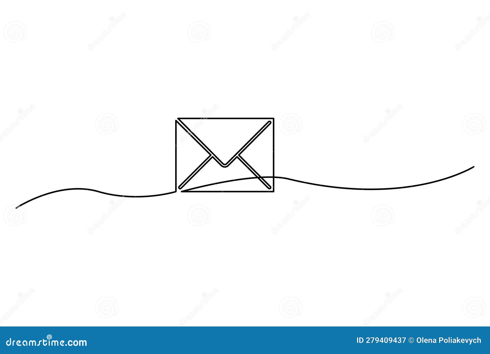 One Line Paper Envelope. Email Message Post Letter Send Sketch Outline ...